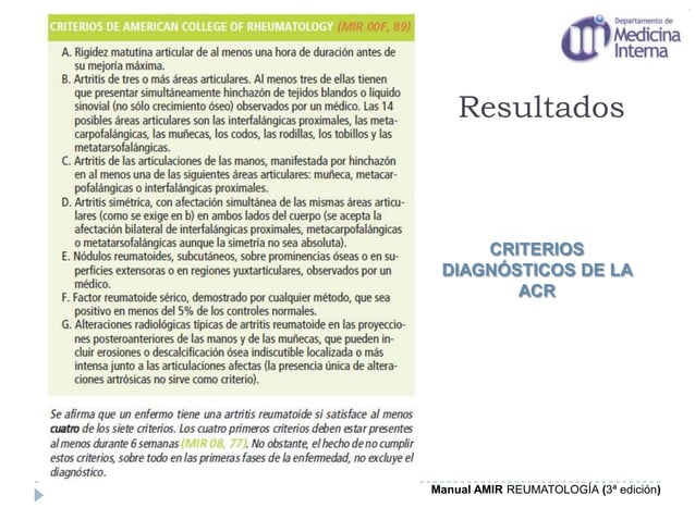 Criterios de clasificación de la AR (ACR/EULAR) | PPTX