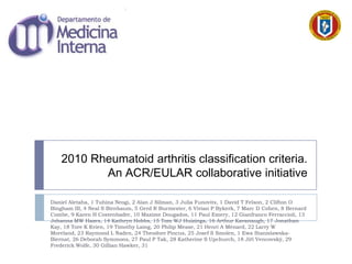 Criterios de clasificación de la AR (ACR/EULAR) | PPTX