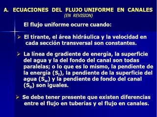 Sesion 13 flujo uniforme en canales | PPTX