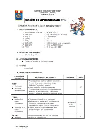 SESION DE APRENDIZAJE 3 SESION DE APRENDIZAJE | PDF