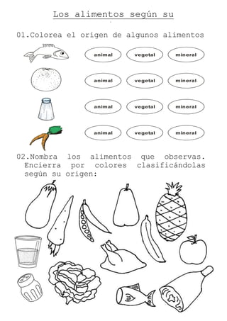 Alimentos De Origen Mineral Para Colorear