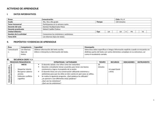Sesion de aprendizaje de Comunicación... los sinonimos y antonimos.doc