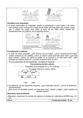 Sesion de aprendizaje peso balanza rosa delgado | DOCX