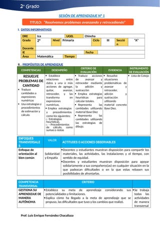 Sesion De Aprendizaje Primaria 3docxdocx Docx