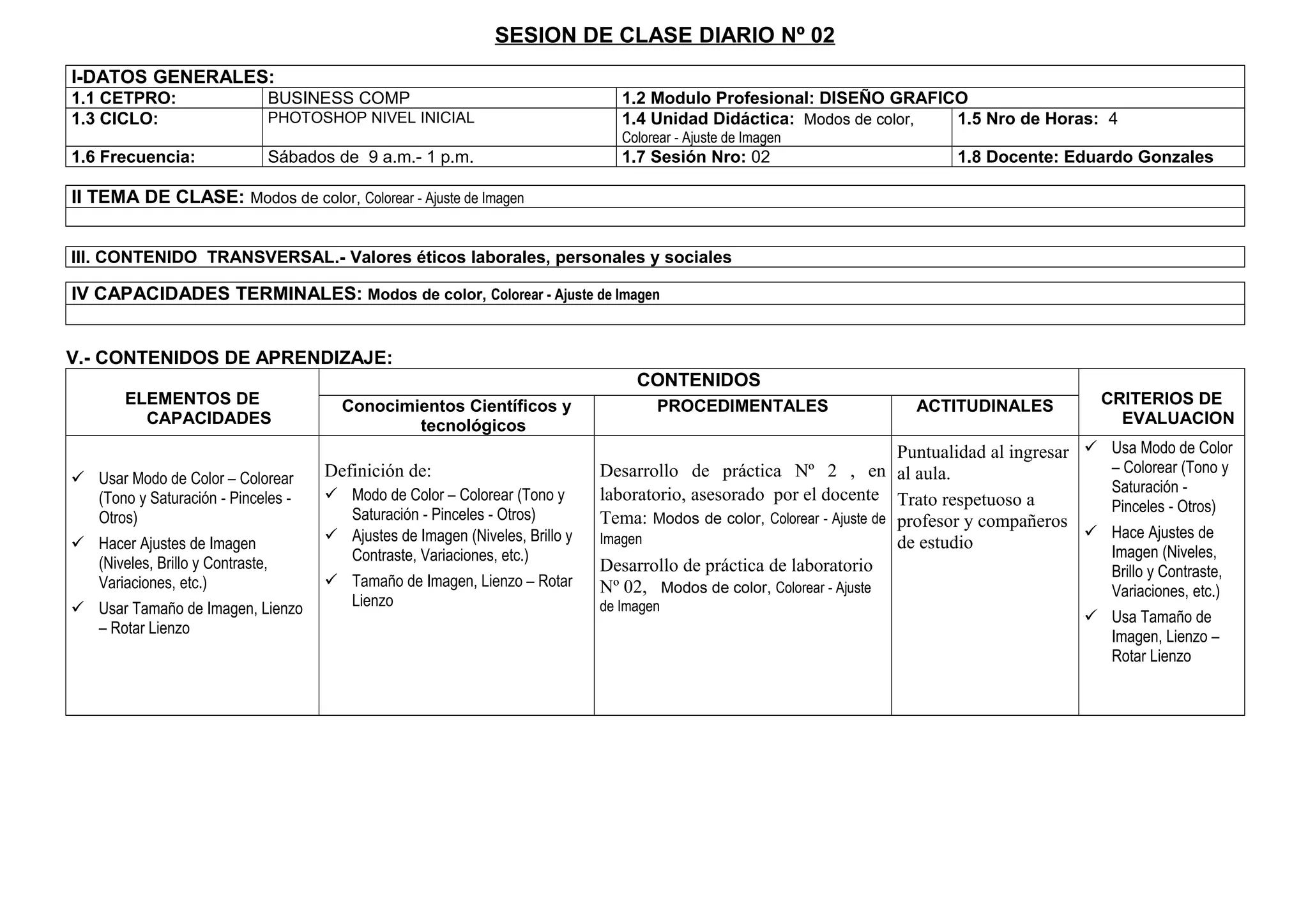 Sesion de clase diario 1 adobe photoshop sab9-1pm jun2012 | DOC