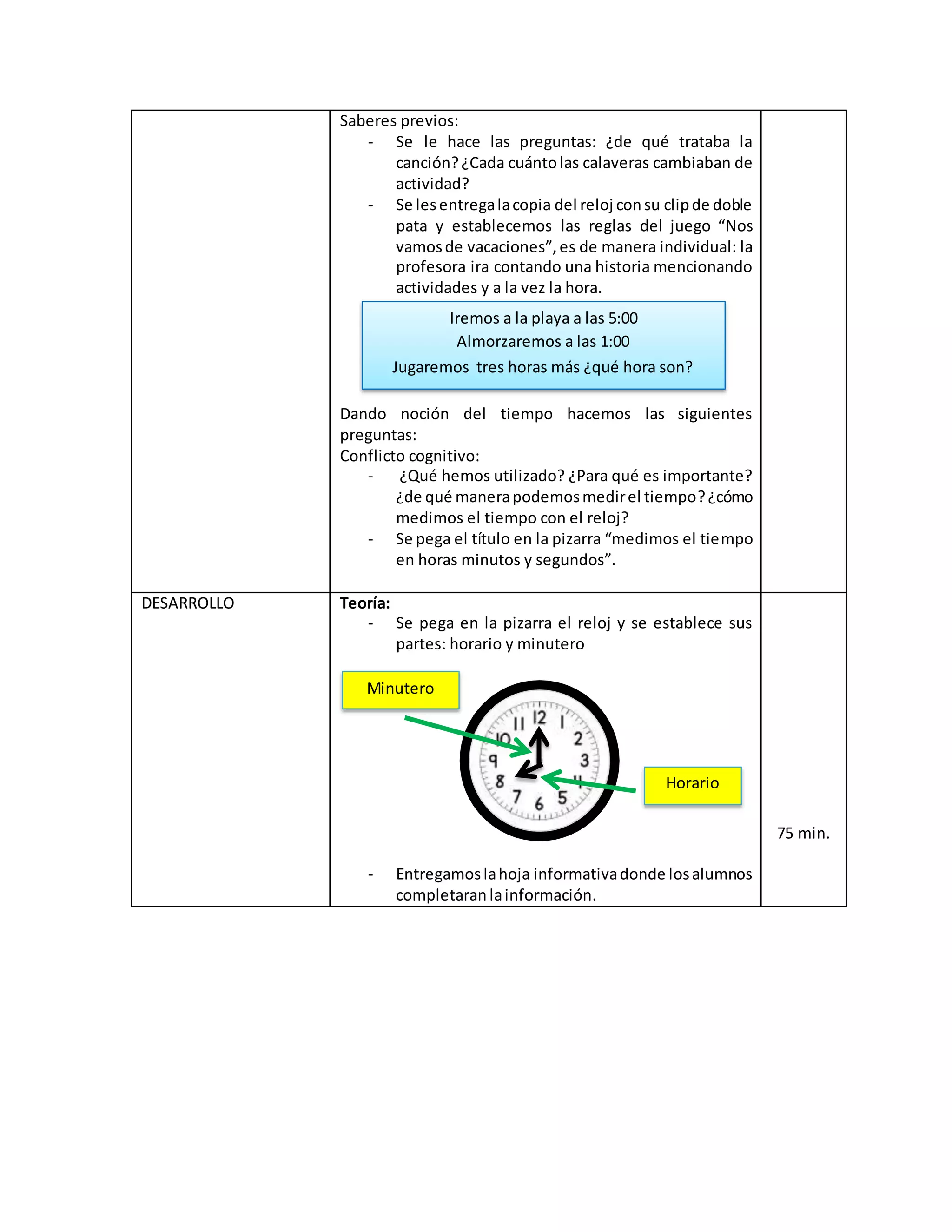 Sesion de matematica medimos el tiempo | DOCX