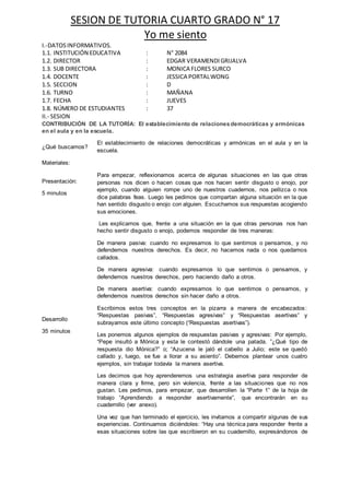 Sesion de tutoria cuarto grado n | DOCX