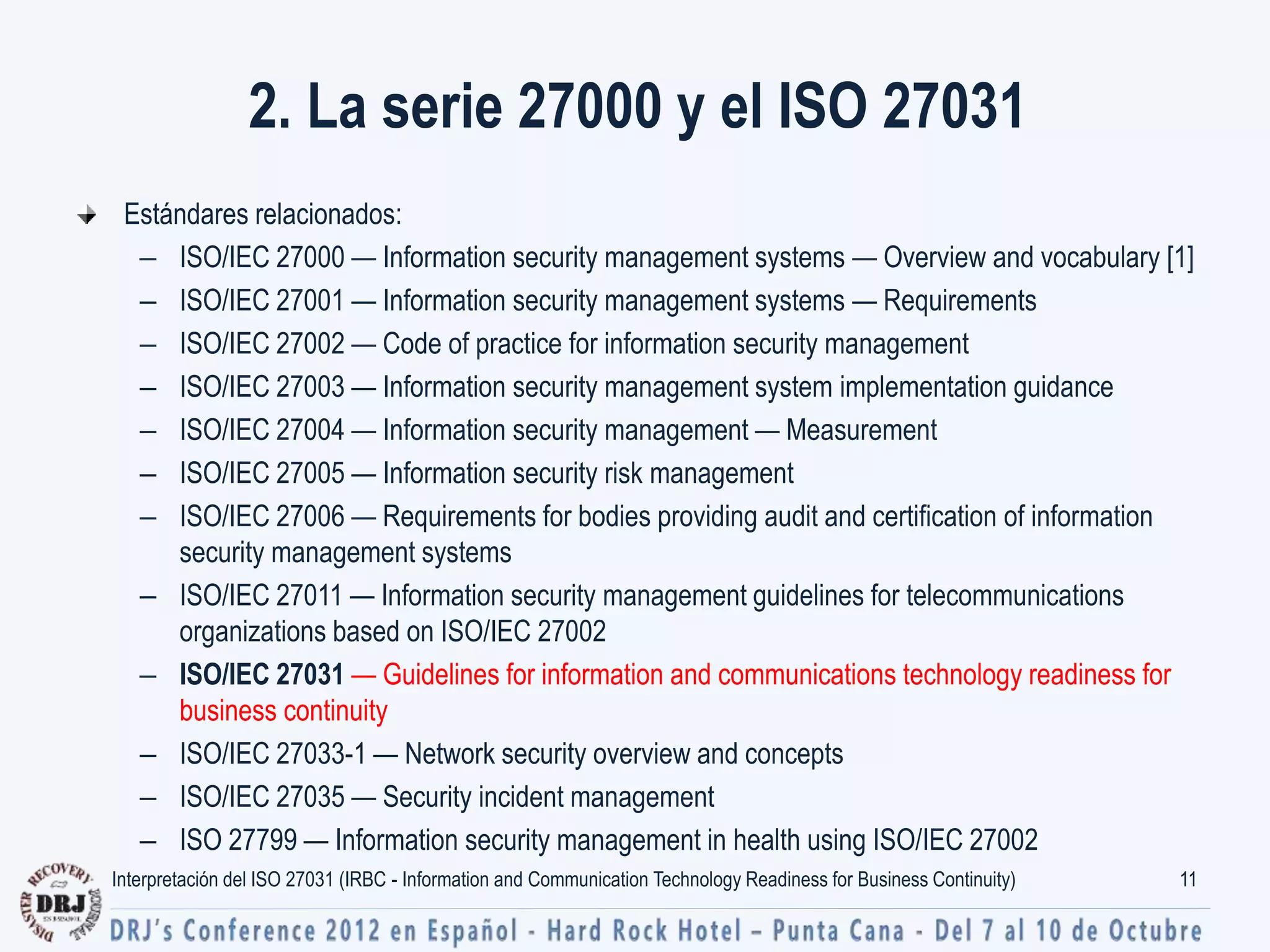 Interpretación del ISO 27031 | PPTX