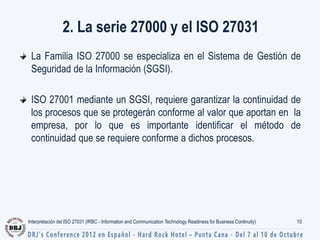 Interpretación del ISO 27031 | PPTX