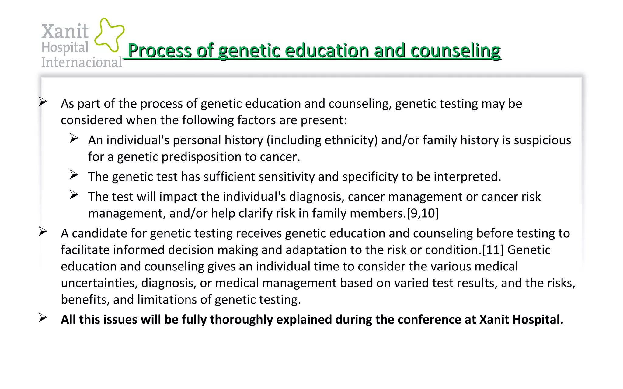 Cancer screening and Genetics Risk Assessment Counseling program | PPT