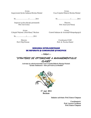 Sesiunea de referate si comunicari stiintifice | PDF