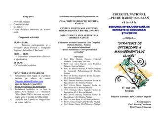 Sesiunea de referate si comunicari stiintifice | PDF