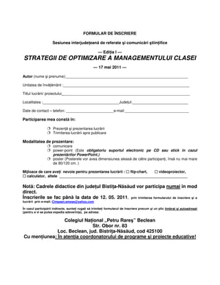 Sesiunea de referate si comunicari stiintifice | PDF