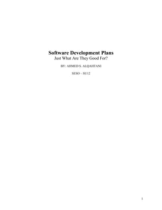 Software Development Plan | PDF
