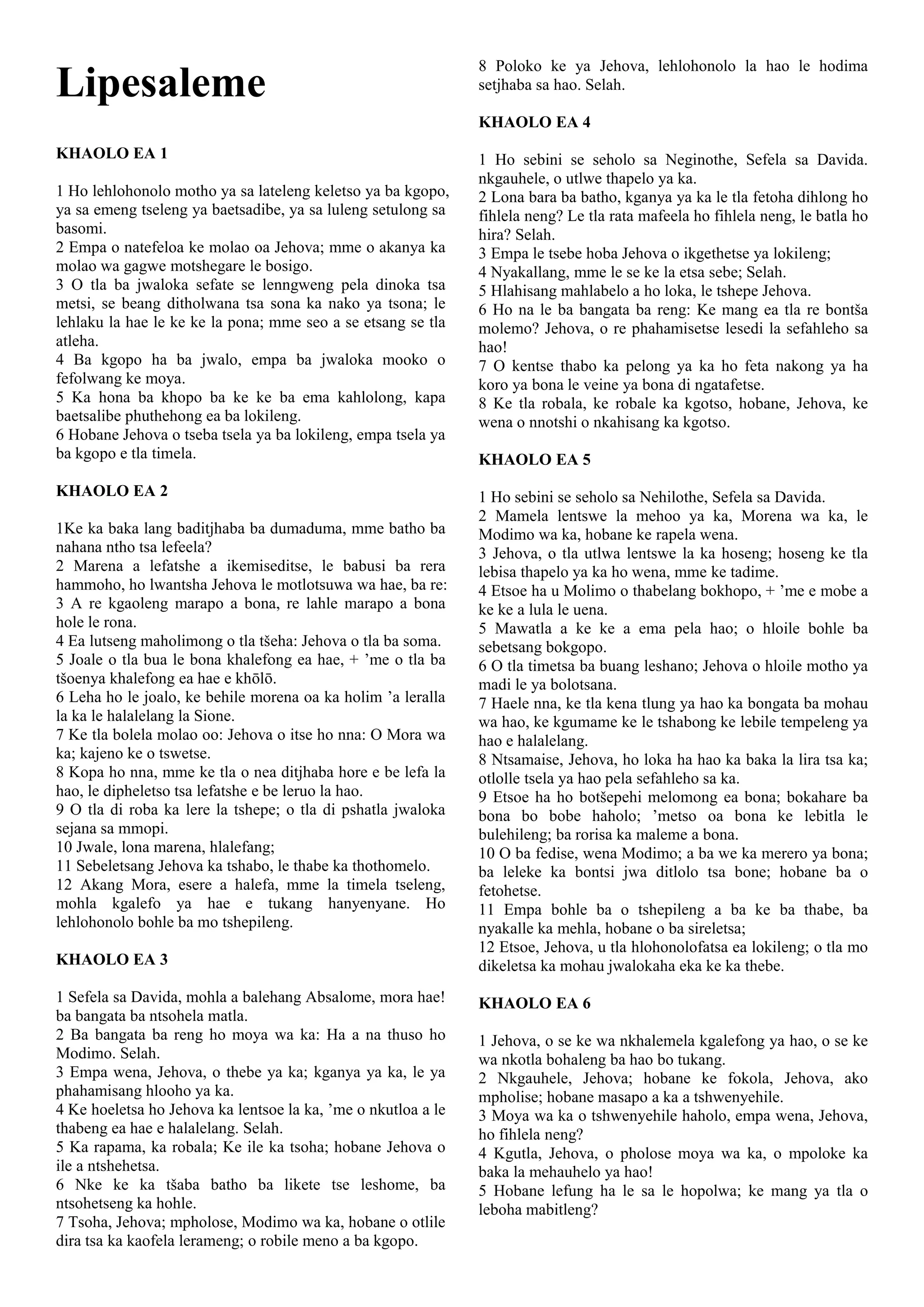 Sesotho - The Book of Psalms - Google Cloud Translation.pdf