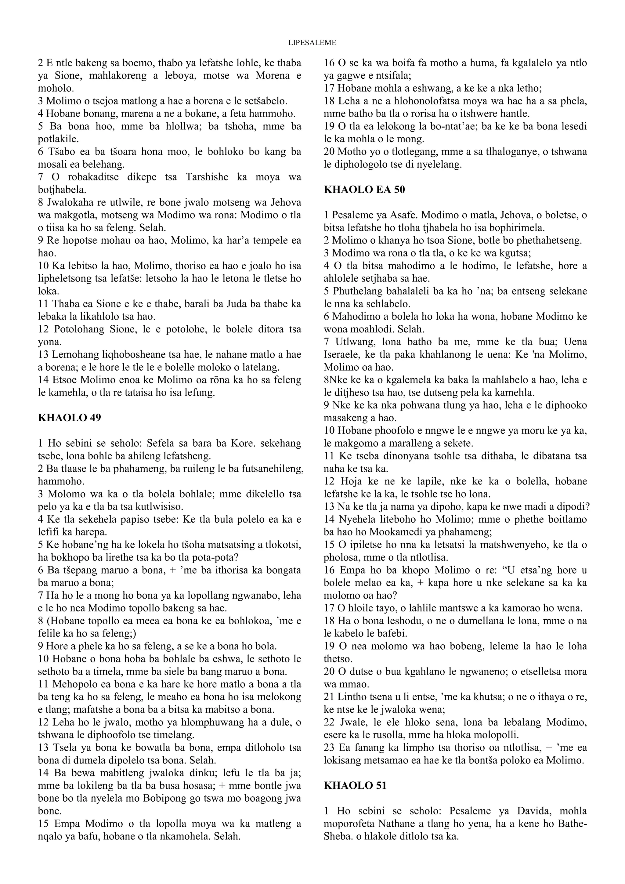 Sesotho - The Book of Psalms - Google Cloud Translation.pdf