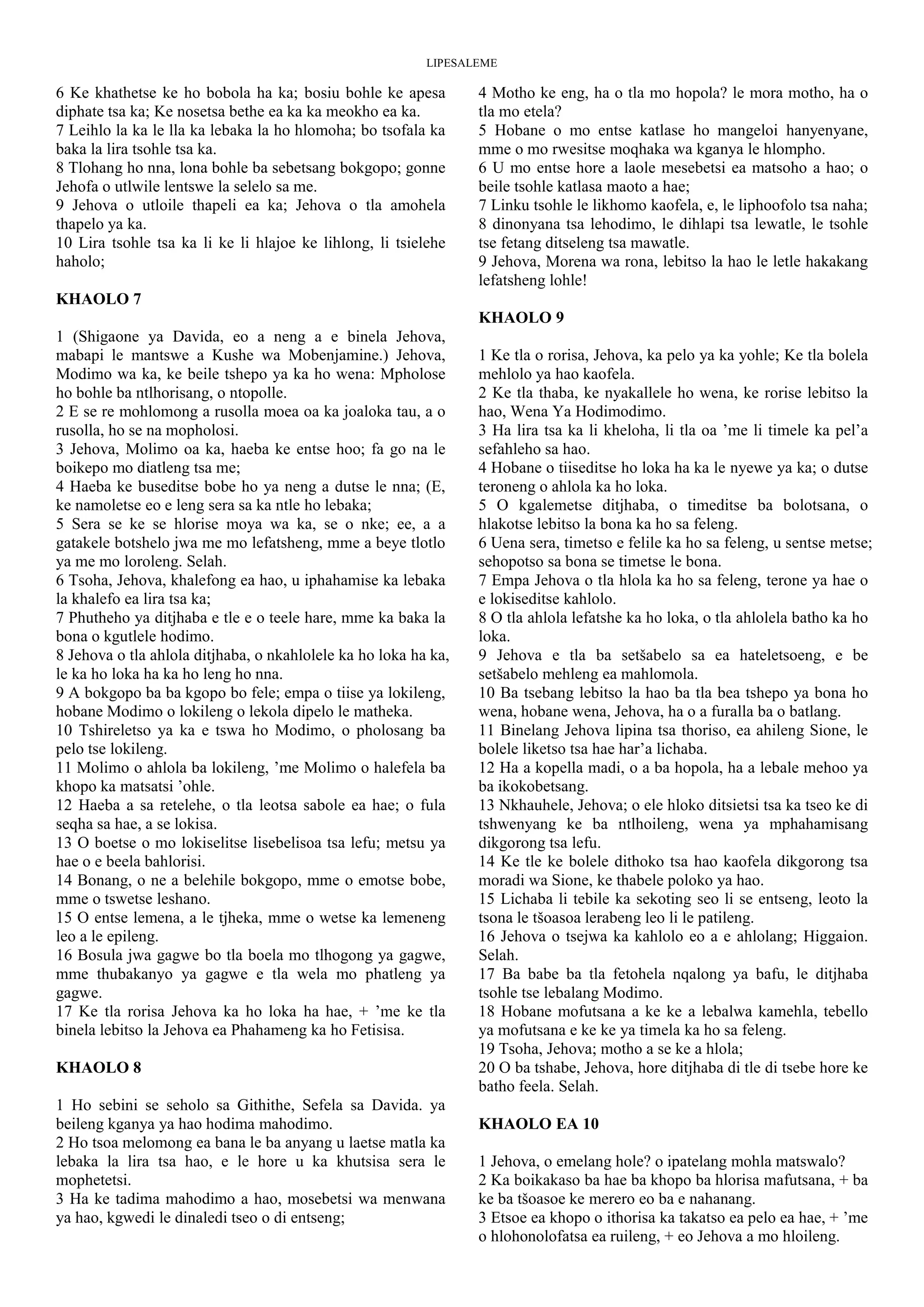 Sesotho - The Book of Psalms - Google Cloud Translation.pdf