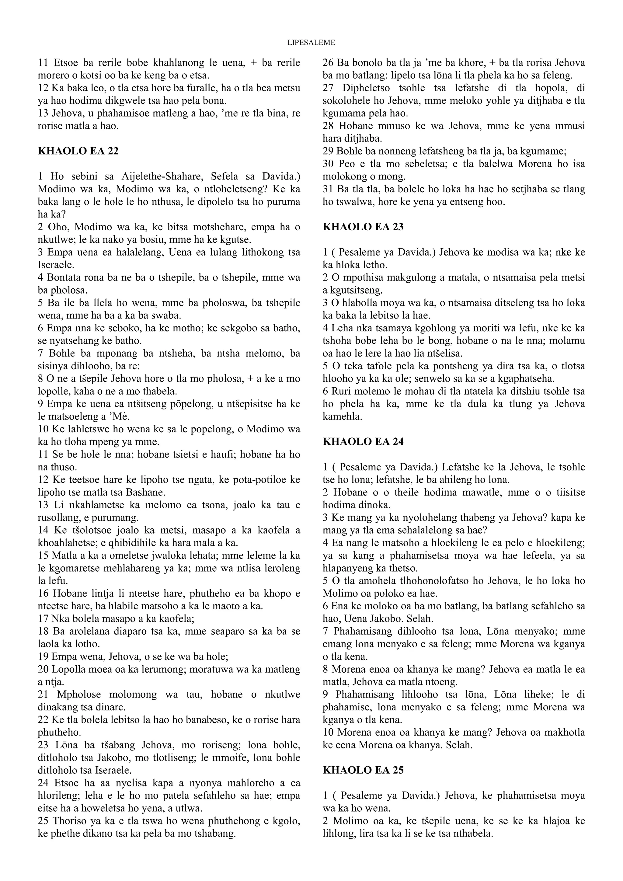 Sesotho - The Book of Psalms - Google Cloud Translation.pdf