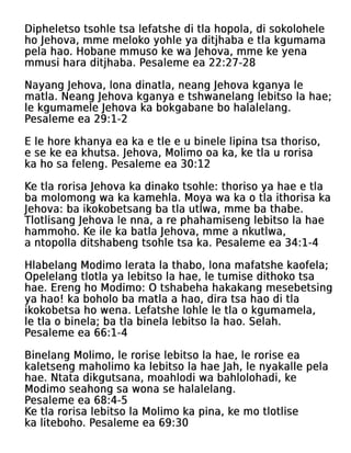 Sesotho Praise Worship Thanksgiving Tract | PDF