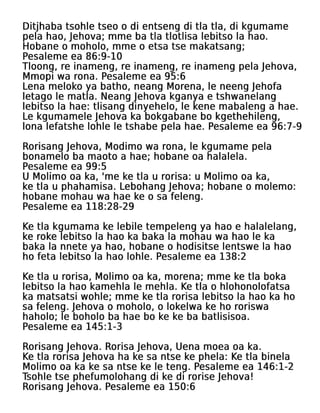 Sesotho Praise Worship Thanksgiving Tract | PDF
