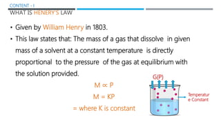 Henry Law, Its Limitation and Active Mass | PPTX