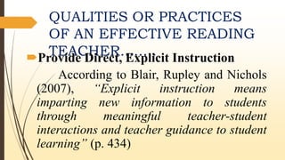 Session-1-The-Reading-Teacher.pptx | Educational Assessment | Education