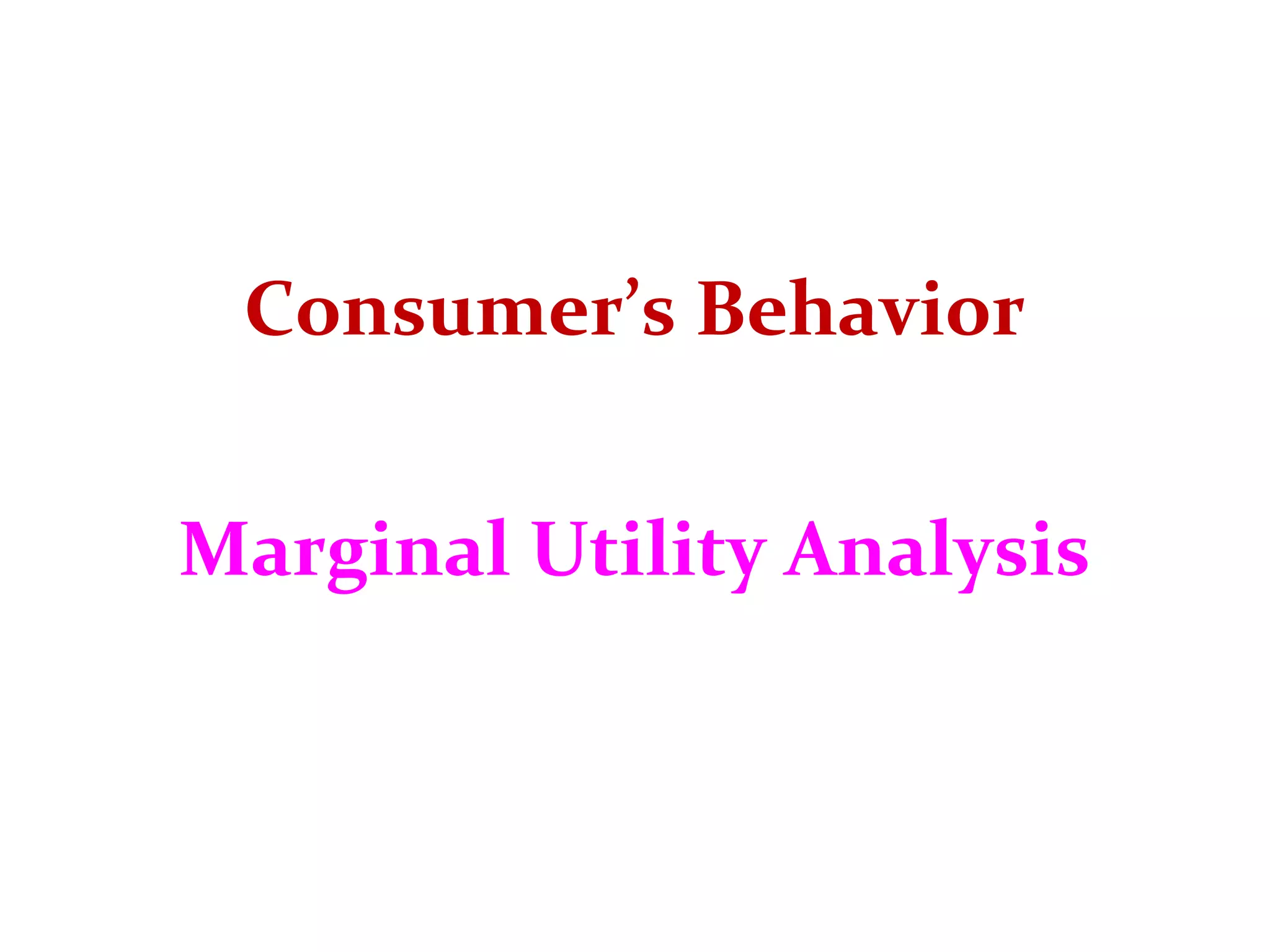Marginal Utility | PPT