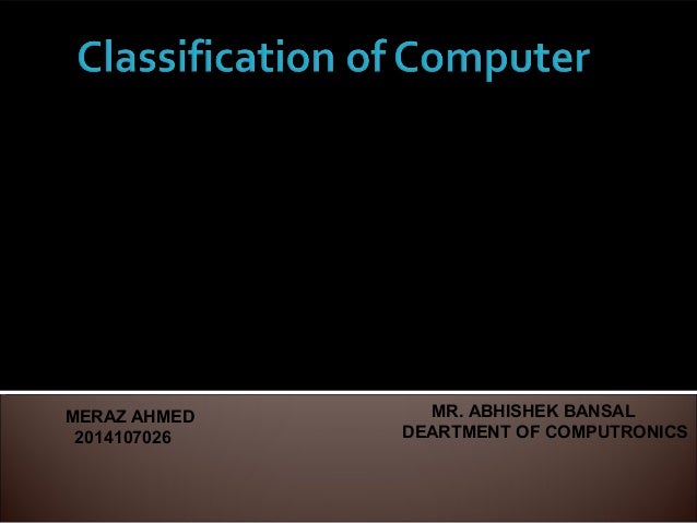 classification of digital computers