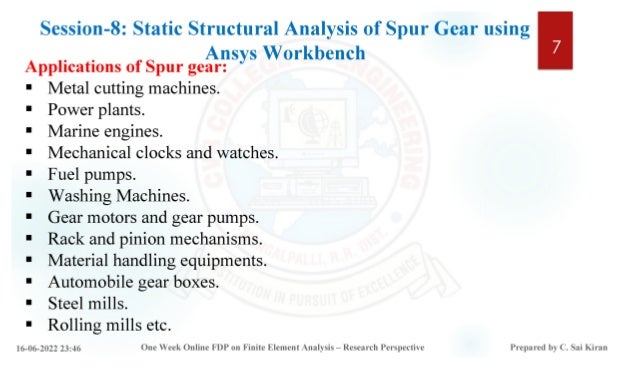 Session-8 Static Structural Analysis of Spur gear using ANSYS Workbench.pdf