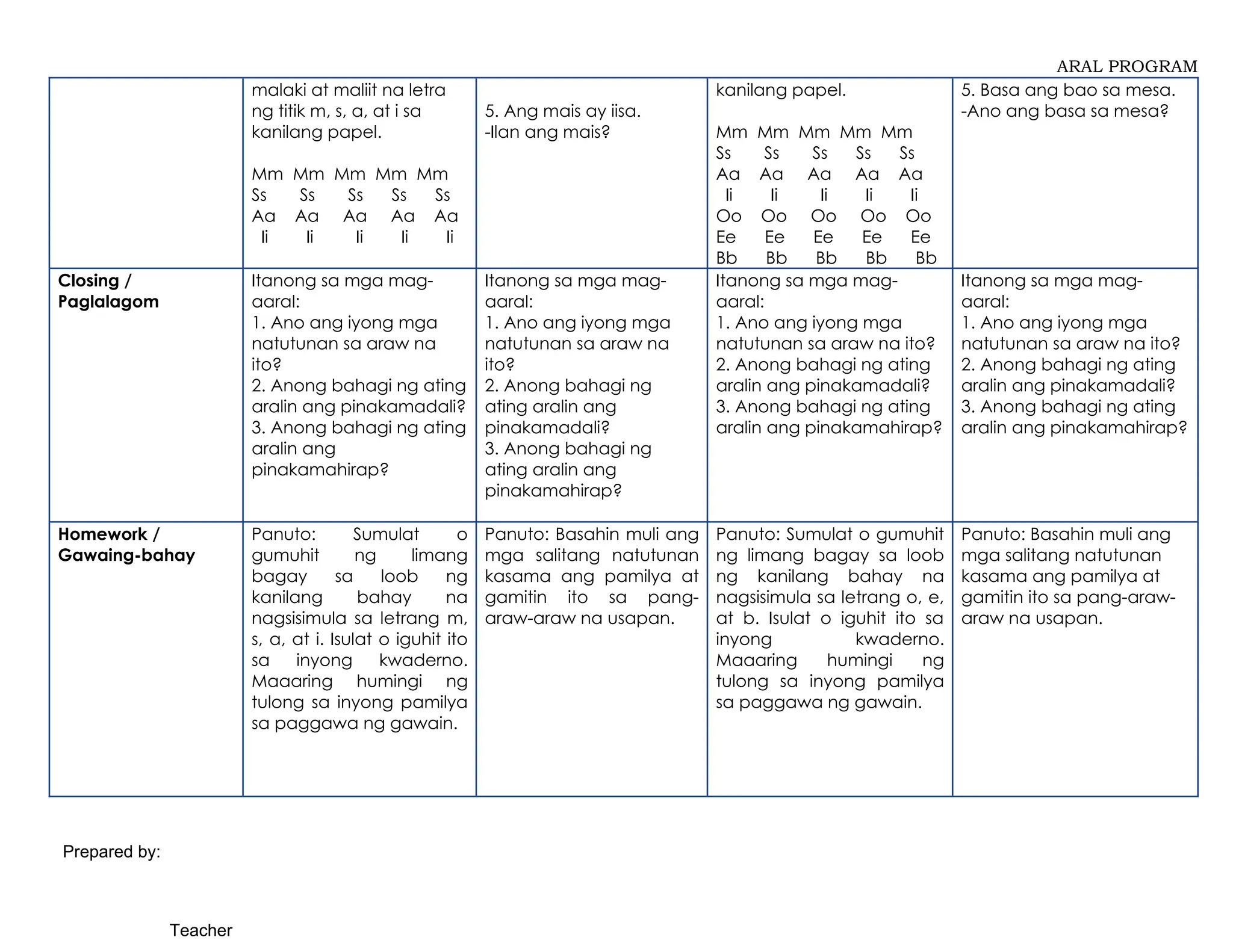 Session-Plan-ARAL-W1-Session1 filipino ks2 | DOCX