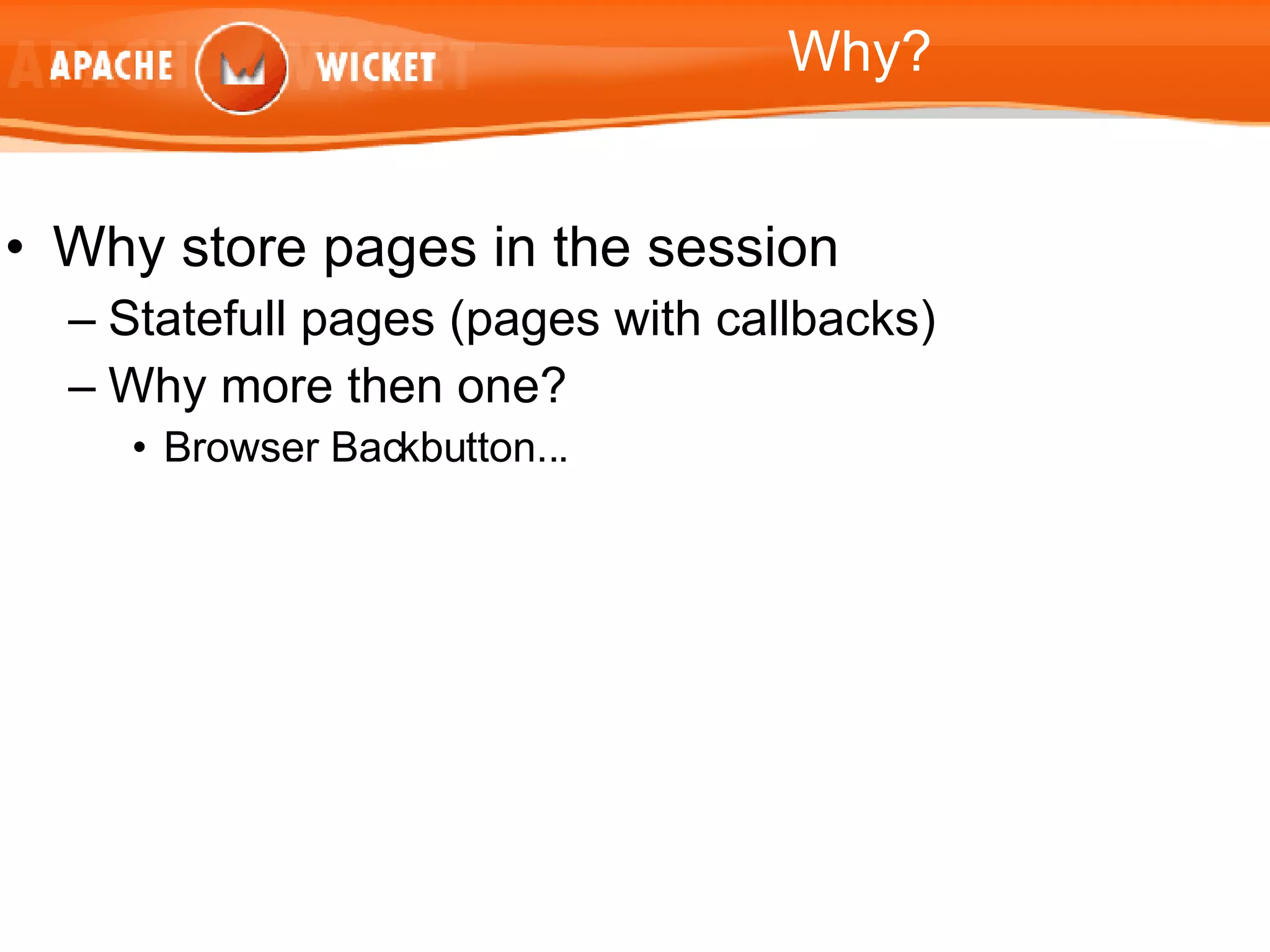 Session Stores, Page Maps And Pages | ODP