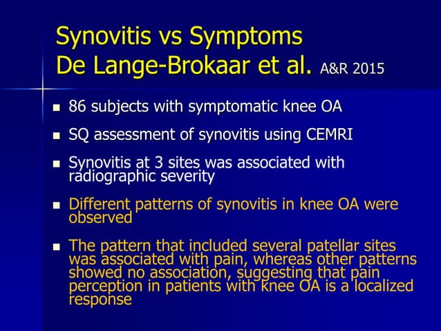 Imaging of Synovitis in OA | PPTX | Medical Tests | Medical Health