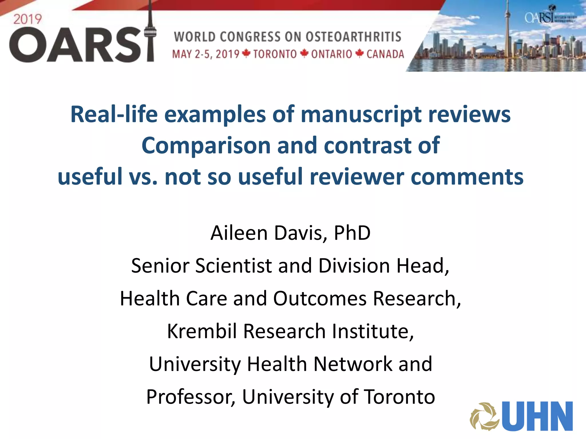 Real-life examples of manuscript reviews Comparison and contrast of ...