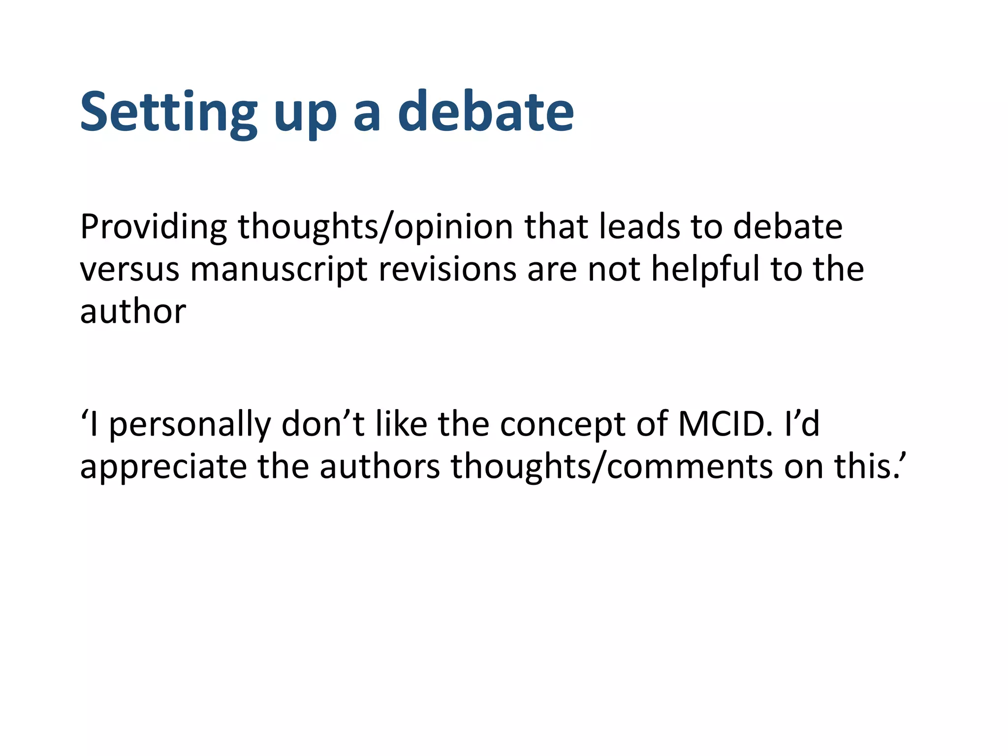 Real-life examples of manuscript reviews Comparison and contrast of ...