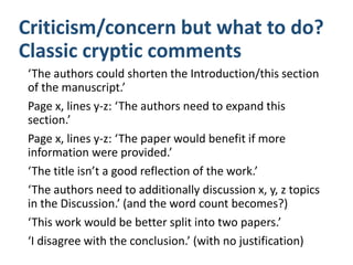 Real-life examples of manuscript reviews Comparison and contrast of ...