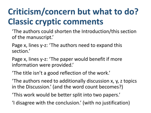Real-life examples of manuscript reviews Comparison and contrast of ...