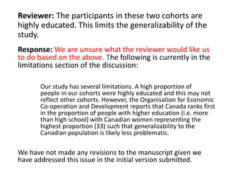 Real-life examples of manuscript reviews Comparison and contrast of ...