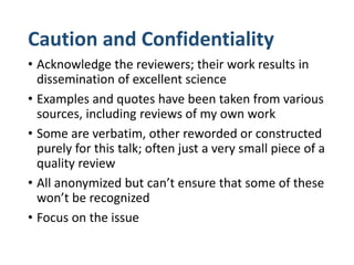 Real-life examples of manuscript reviews Comparison and contrast of ...