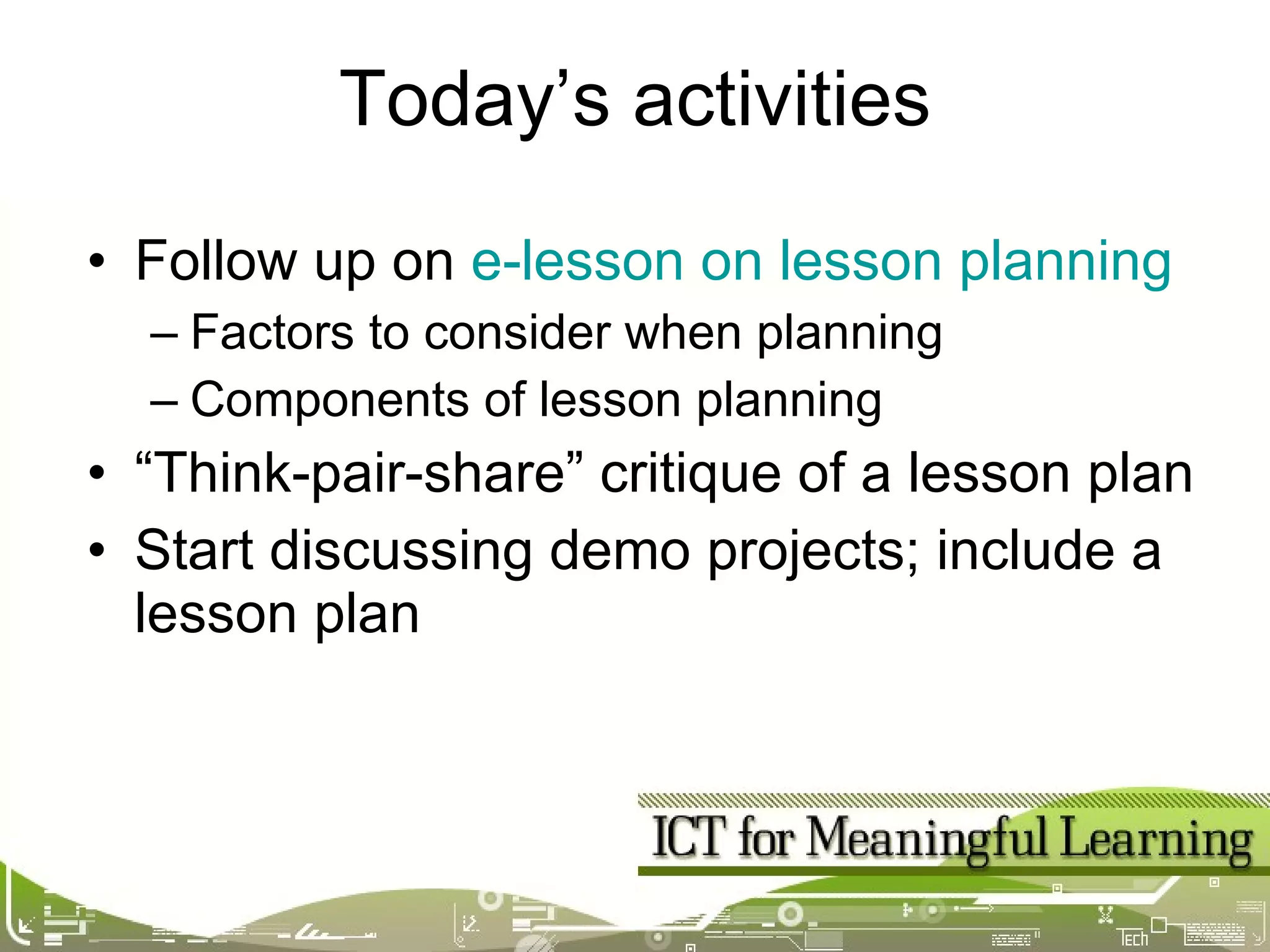 Session04 ICT for Meaningful Learning (Lesson Planning) | PPT