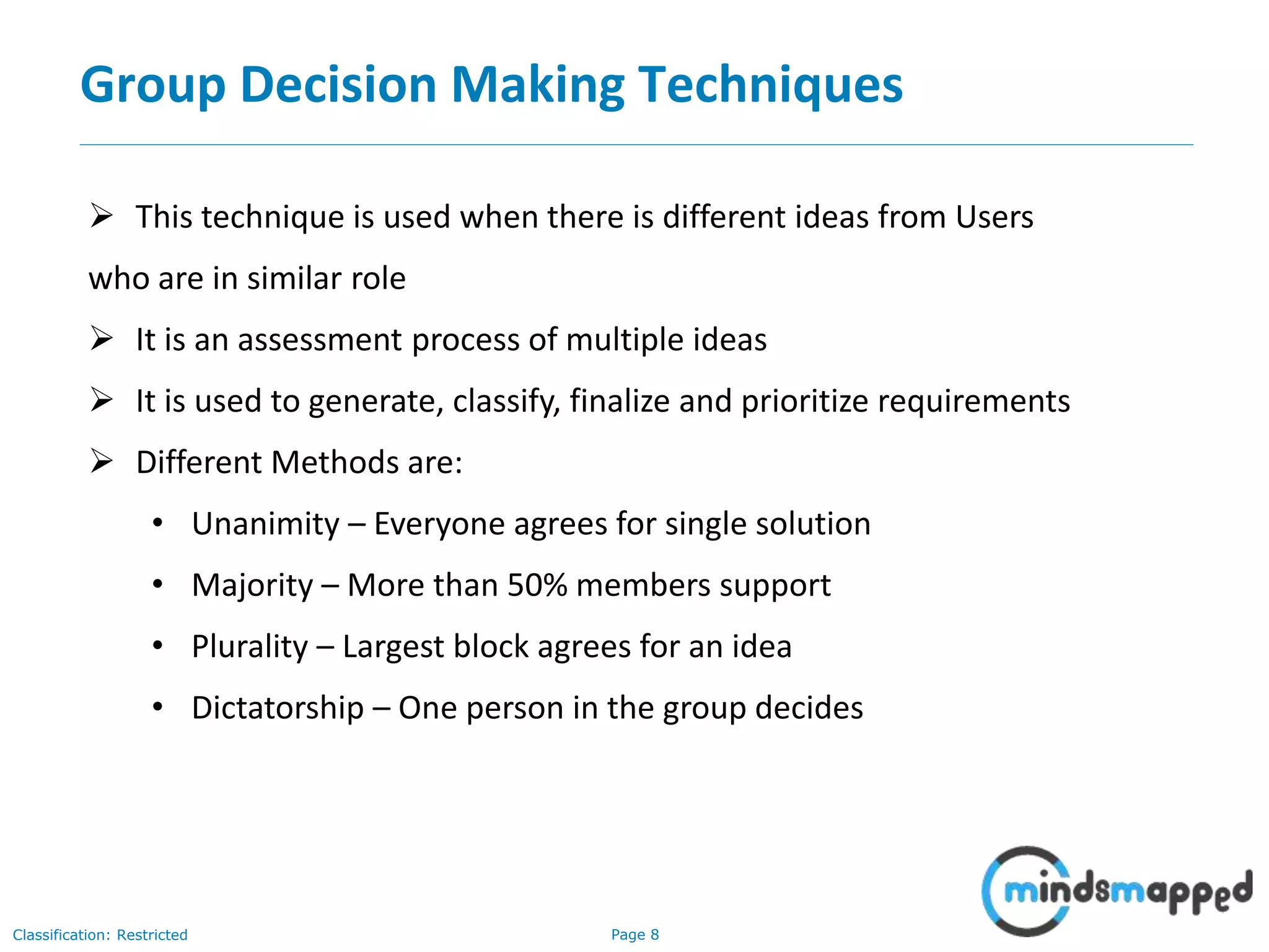Requirement Elicitation Techniques | PPSX | Technology & Computing