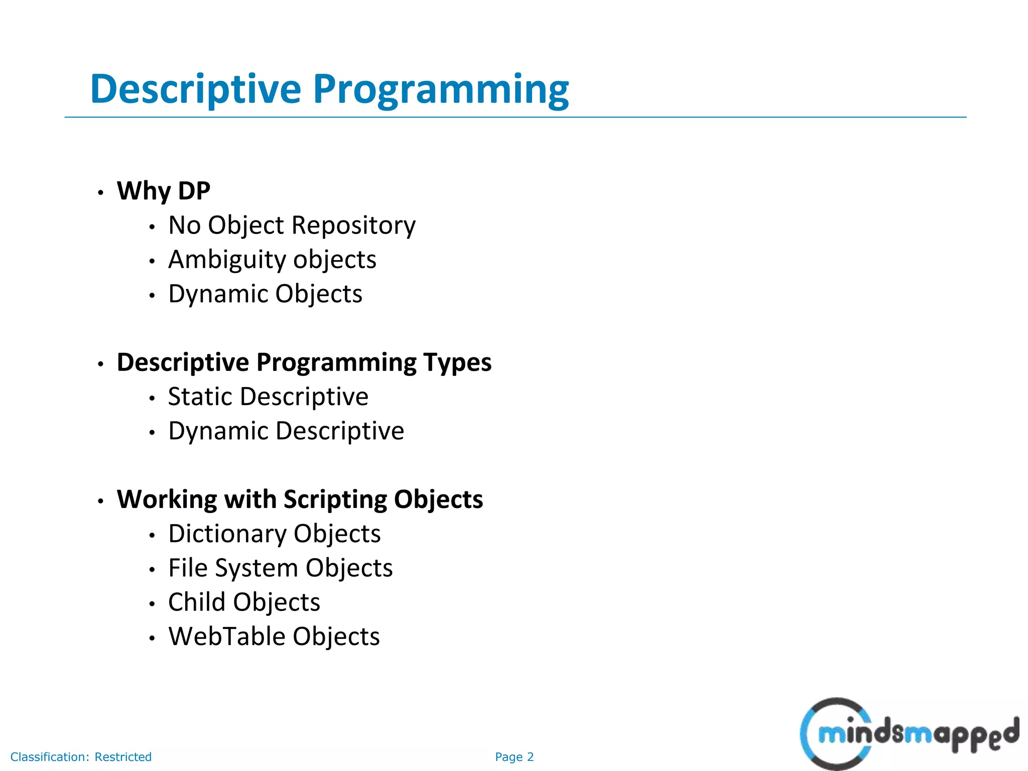 Session 06 - Descriptive Programming - Slides | PPT