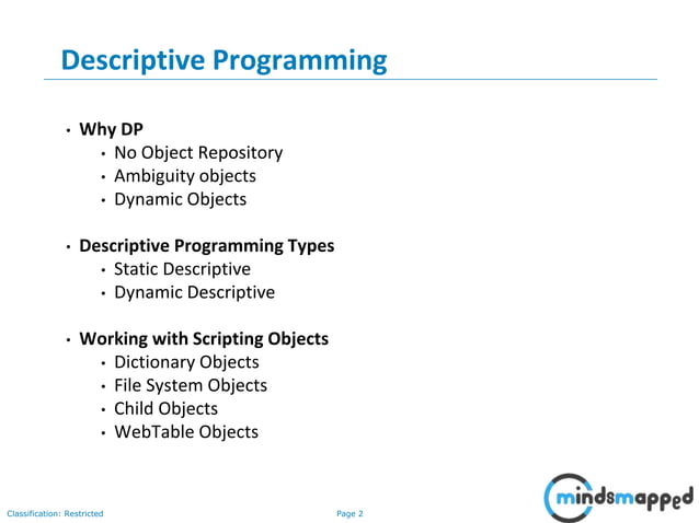 Session 06 - Descriptive Programming - Slides | PPT