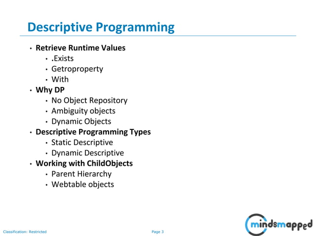 Session 09 - Descriptive Programming | PPT