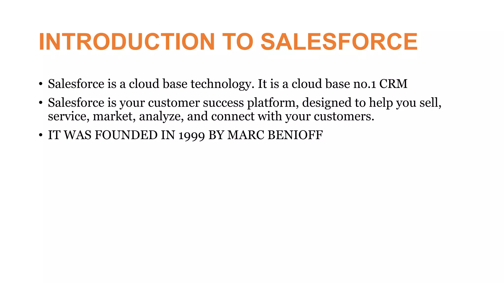 Session 1: INTRODUCTION TO SALESFORCE | PPTX