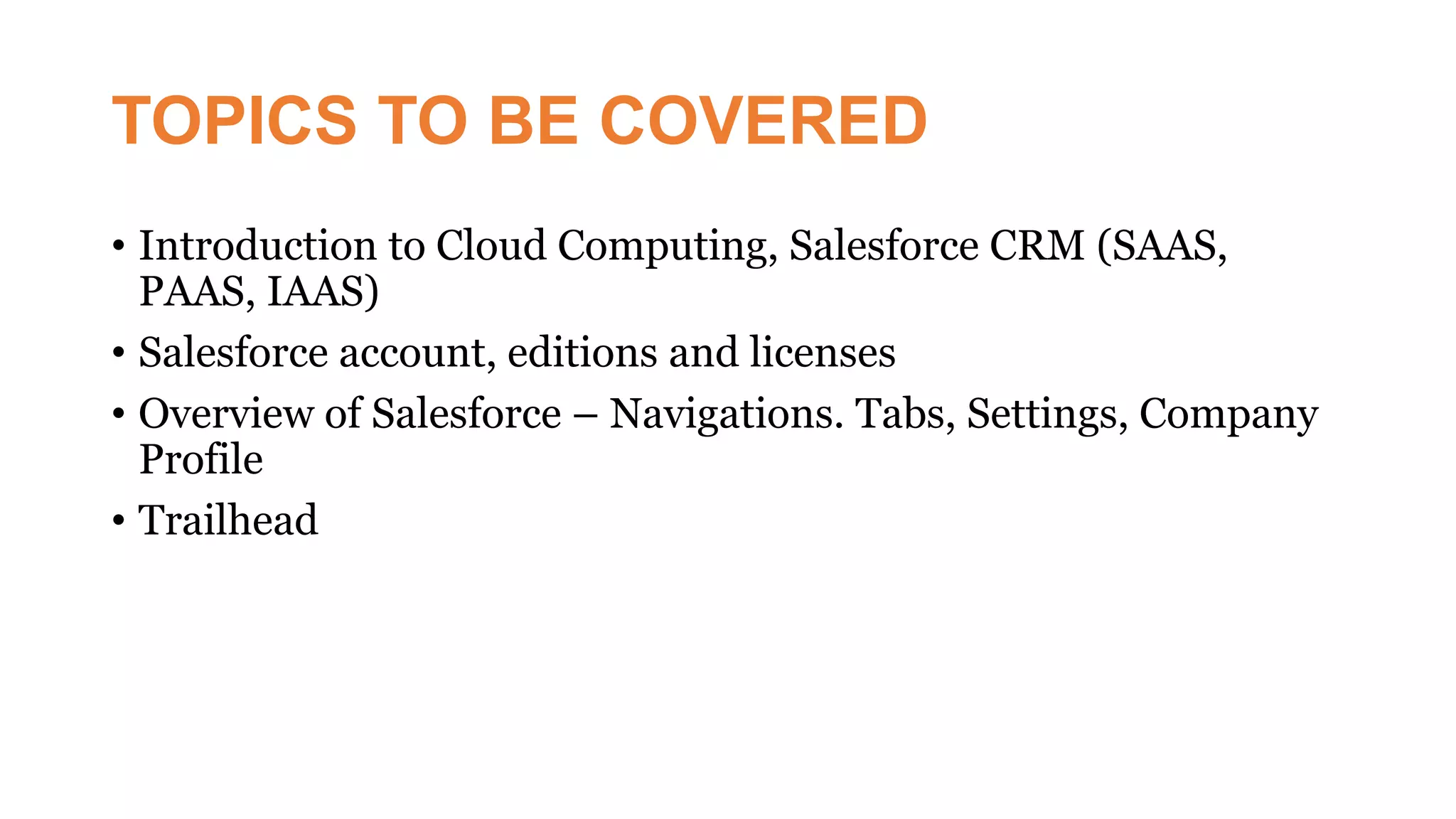 Session 1: INTRODUCTION TO SALESFORCE | PPTX