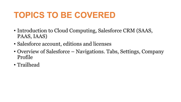 Session 1: INTRODUCTION TO SALESFORCE | PPTX