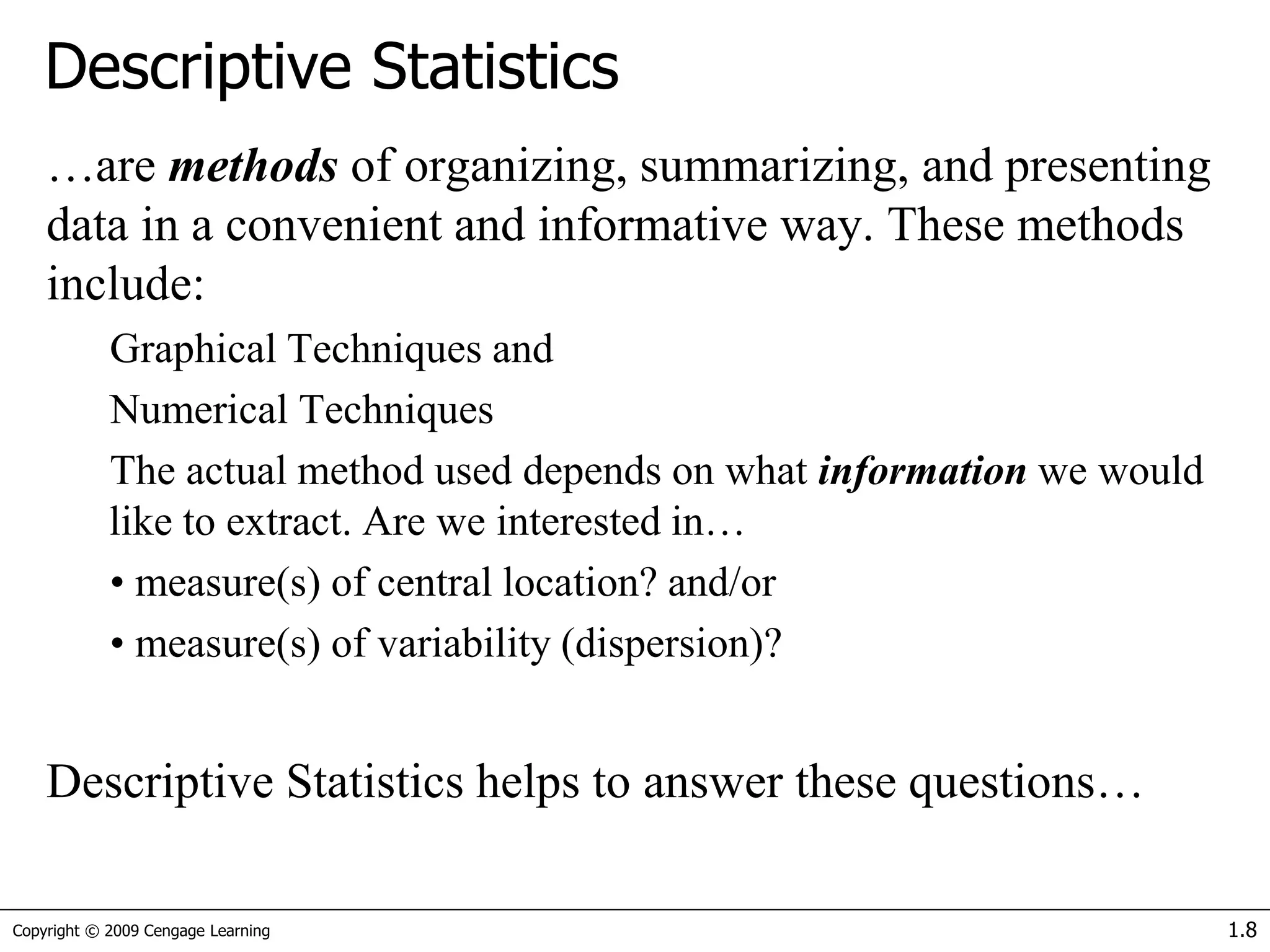 Introduction to statistics & data analysis | PPT