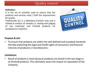 Quality Control, Quality Assurance and Total Quality Management in ...