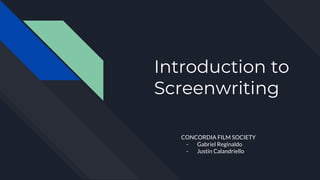 Introduction To Screenwriting | PPTX