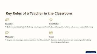 Teacher's role in classroom and how to manage the classroom | PPTX